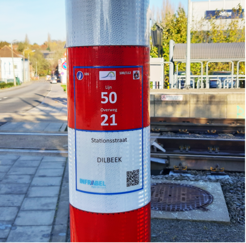 Stickers aan overwegen Infrabel